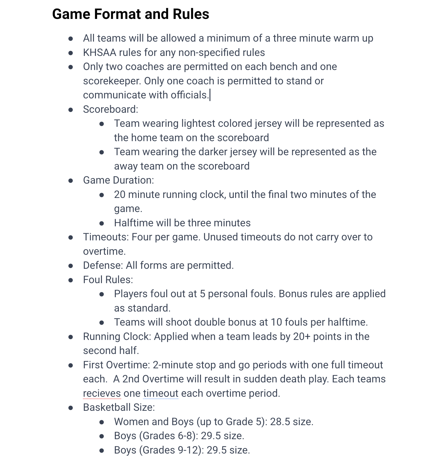 Competitive League Rules | Hustle Basketball KY